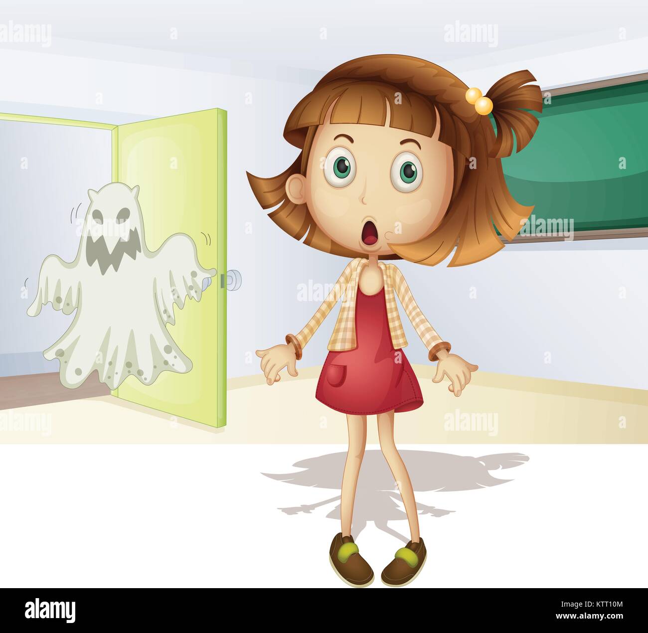 Girl shocked by a ghost Stock Vector Image & Art - Alamy