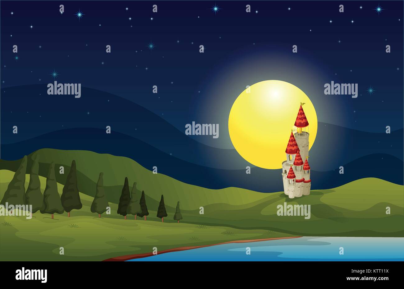 illustration of a building in a beautiful nature Stock Vector Image ...