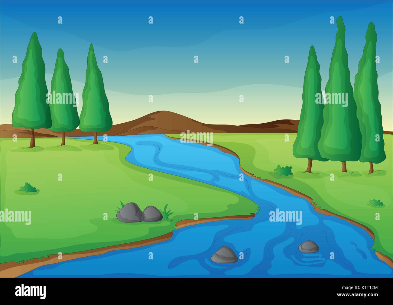 illustration of a river in a beautiful nature Stock Vector Image & Art ...