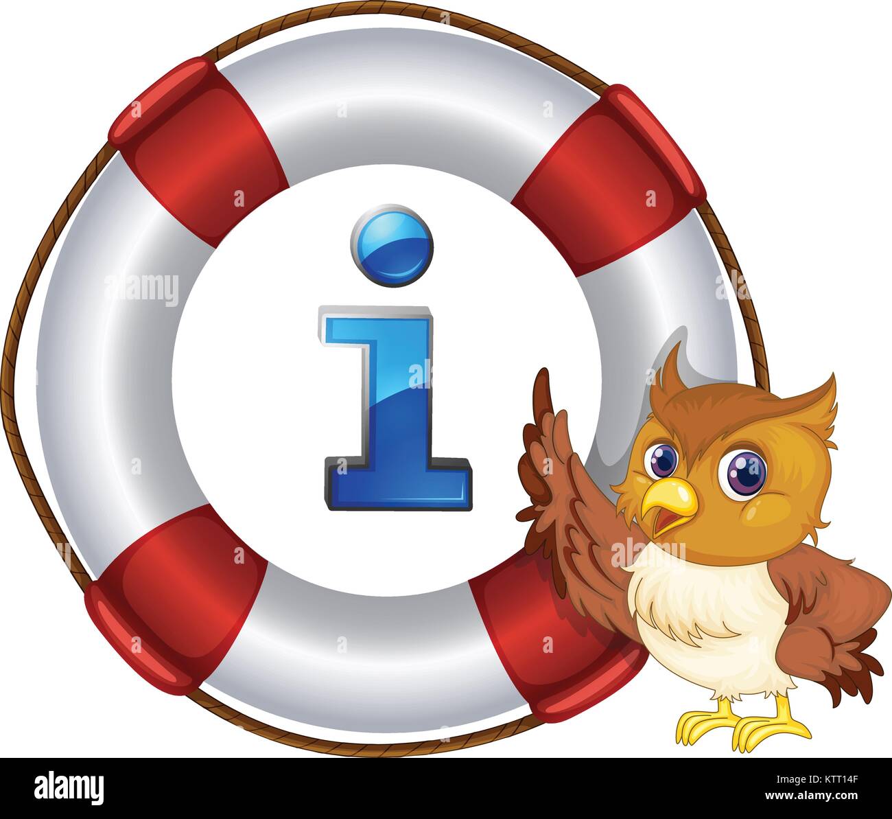 Illustration of a cartoon character and an information icon Stock ...