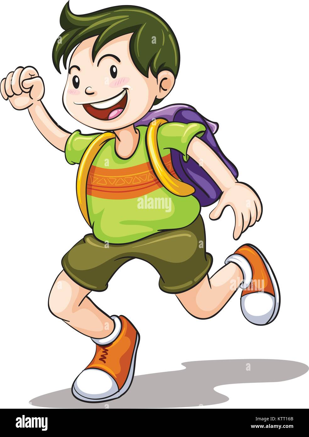 illustration of a boy with school bag on a white background Stock ...