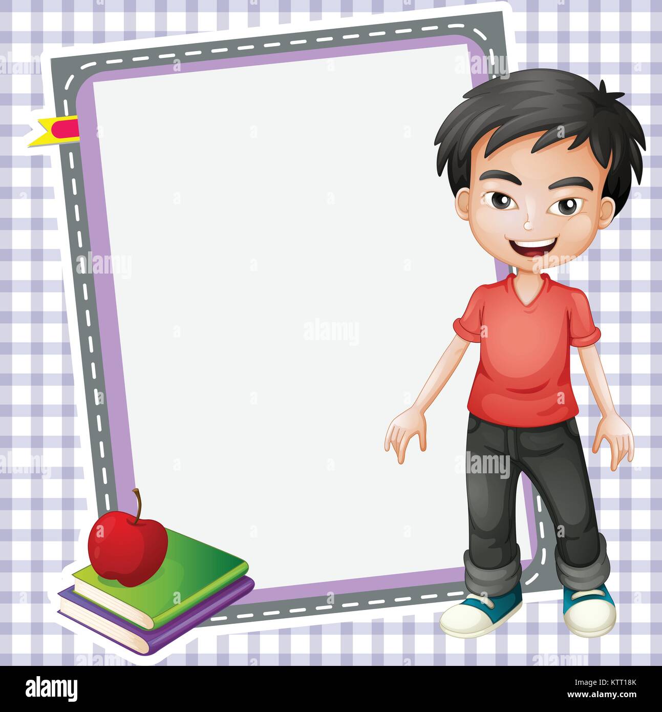 illustration of boy, books and white board Stock Vector Image & Art - Alamy