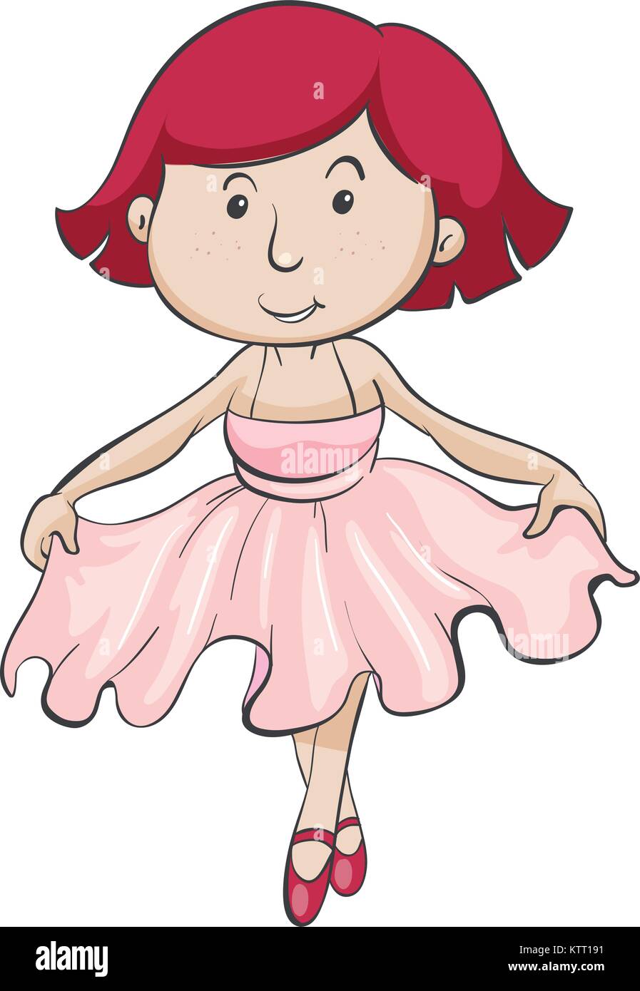 illustration of a girl in pink frock on a white background Stock Vector ...