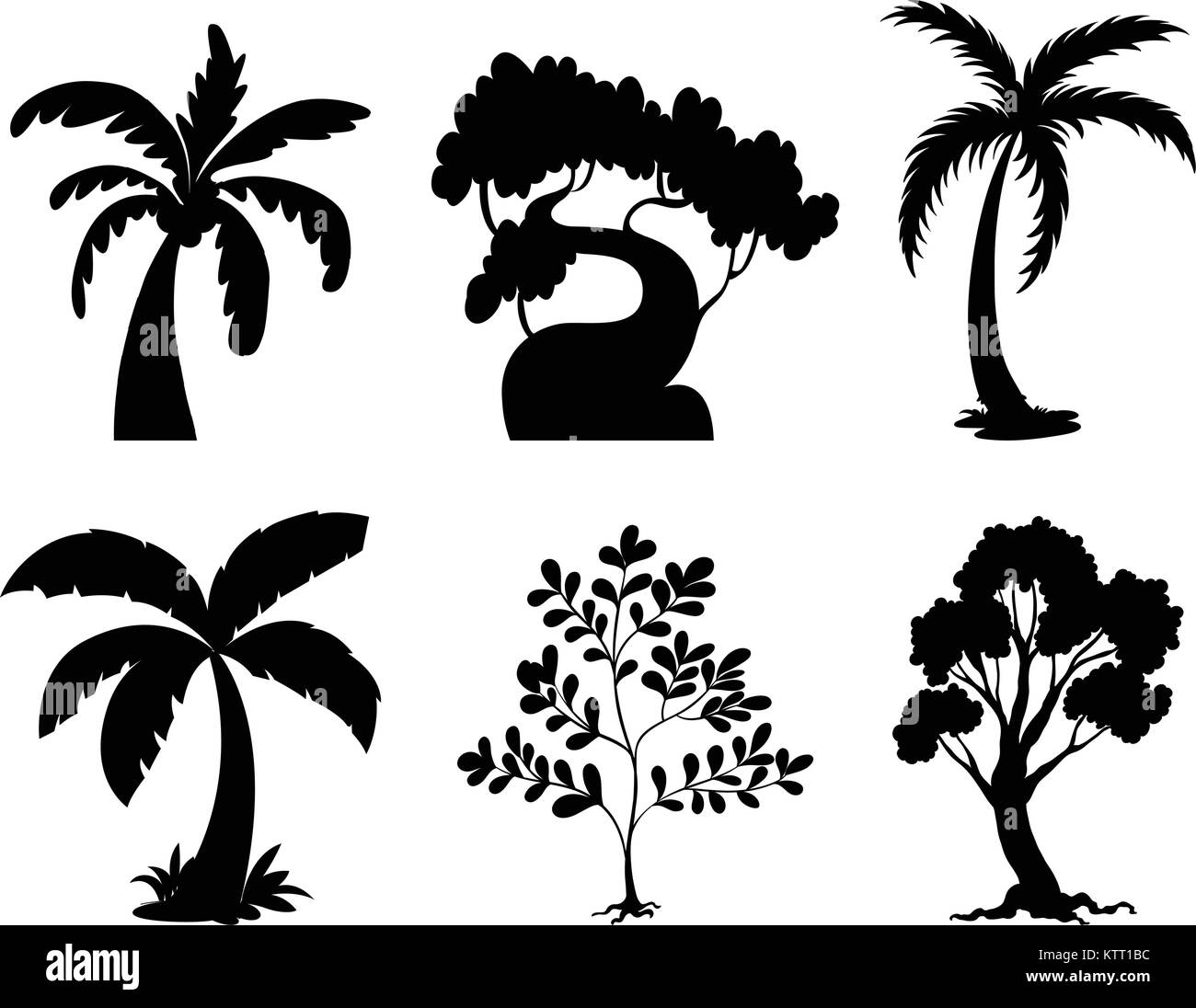 Background silhouettes trees tall Black and White Stock Photos & Images ...