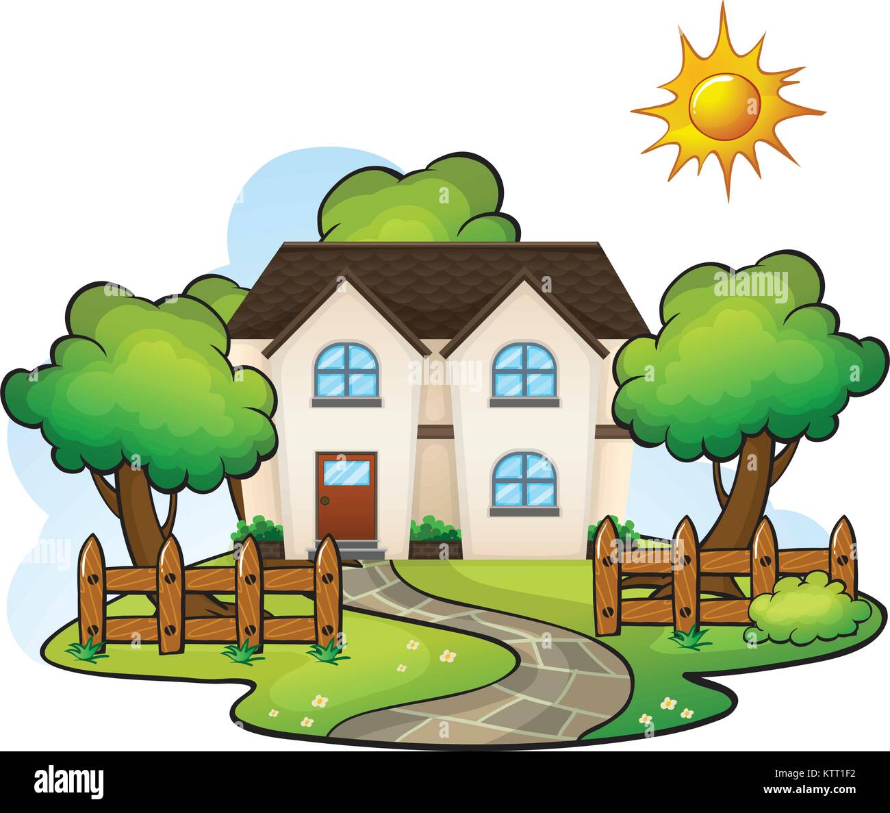 illustration of a house in a beautiful nature Stock Vector Image & Art ...
