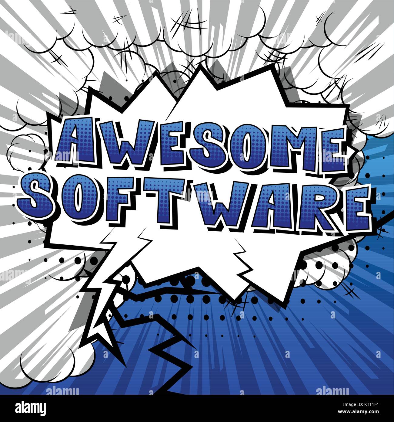 Awesome Software - Comic book style word on abstract background Stock ...
