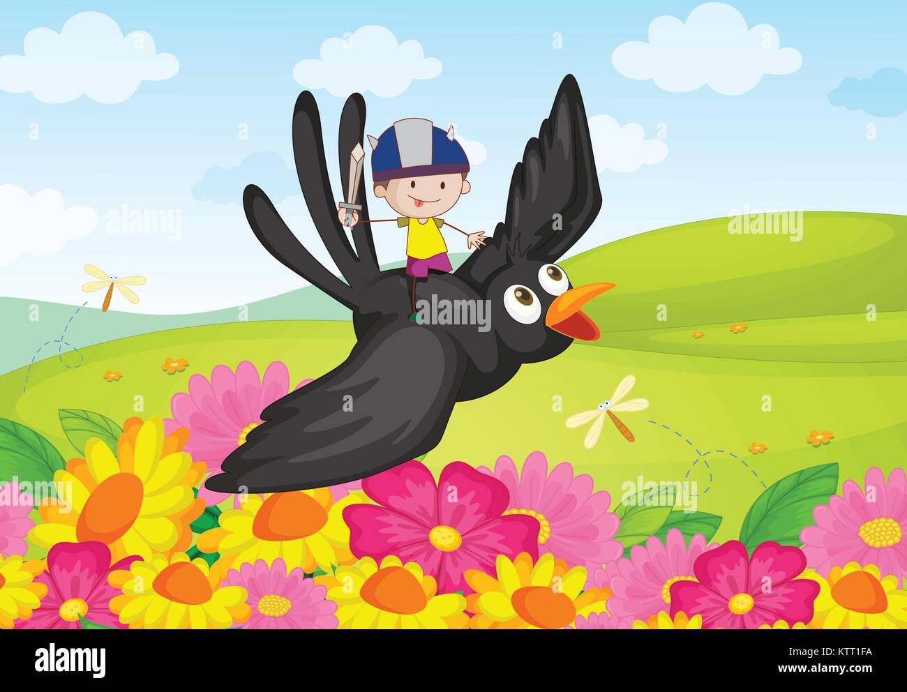 Blackbird with insect Stock Vector Images - Alamy