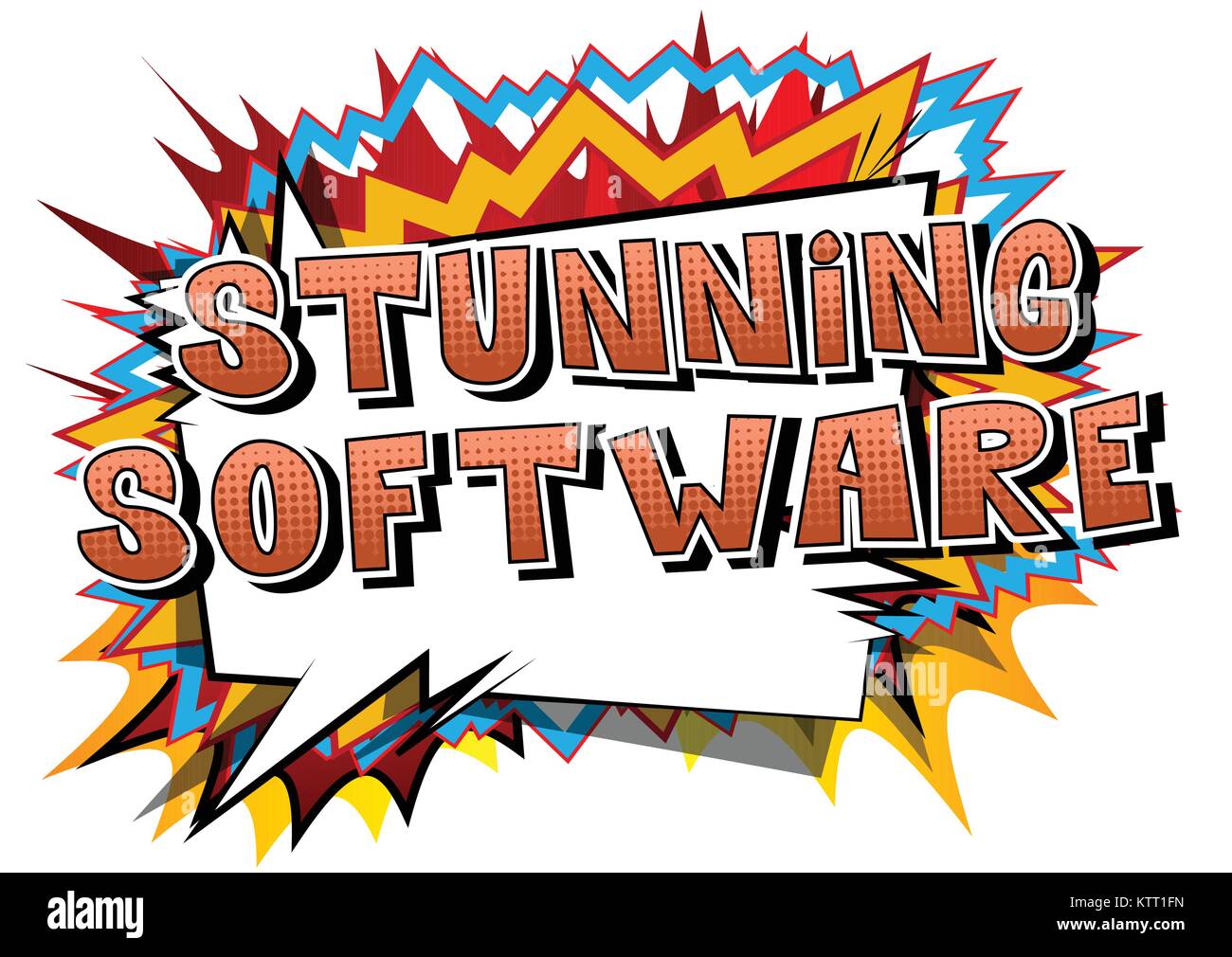 Stunning Software - Comic book style word on abstract background Stock ...