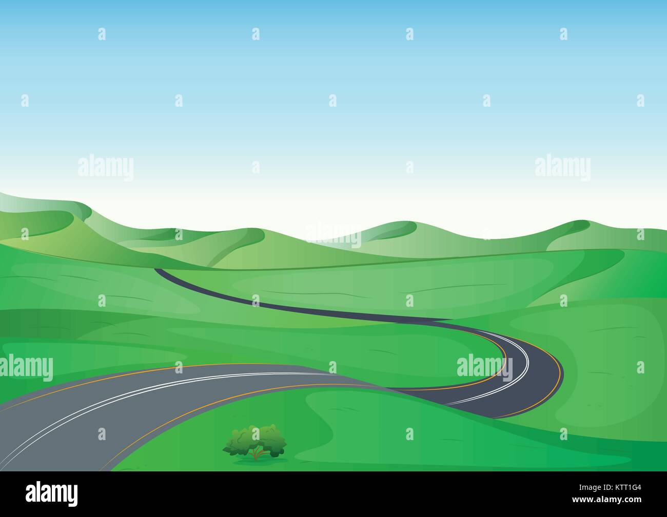 illustration of a green landscape and a road Stock Vector Image & Art ...