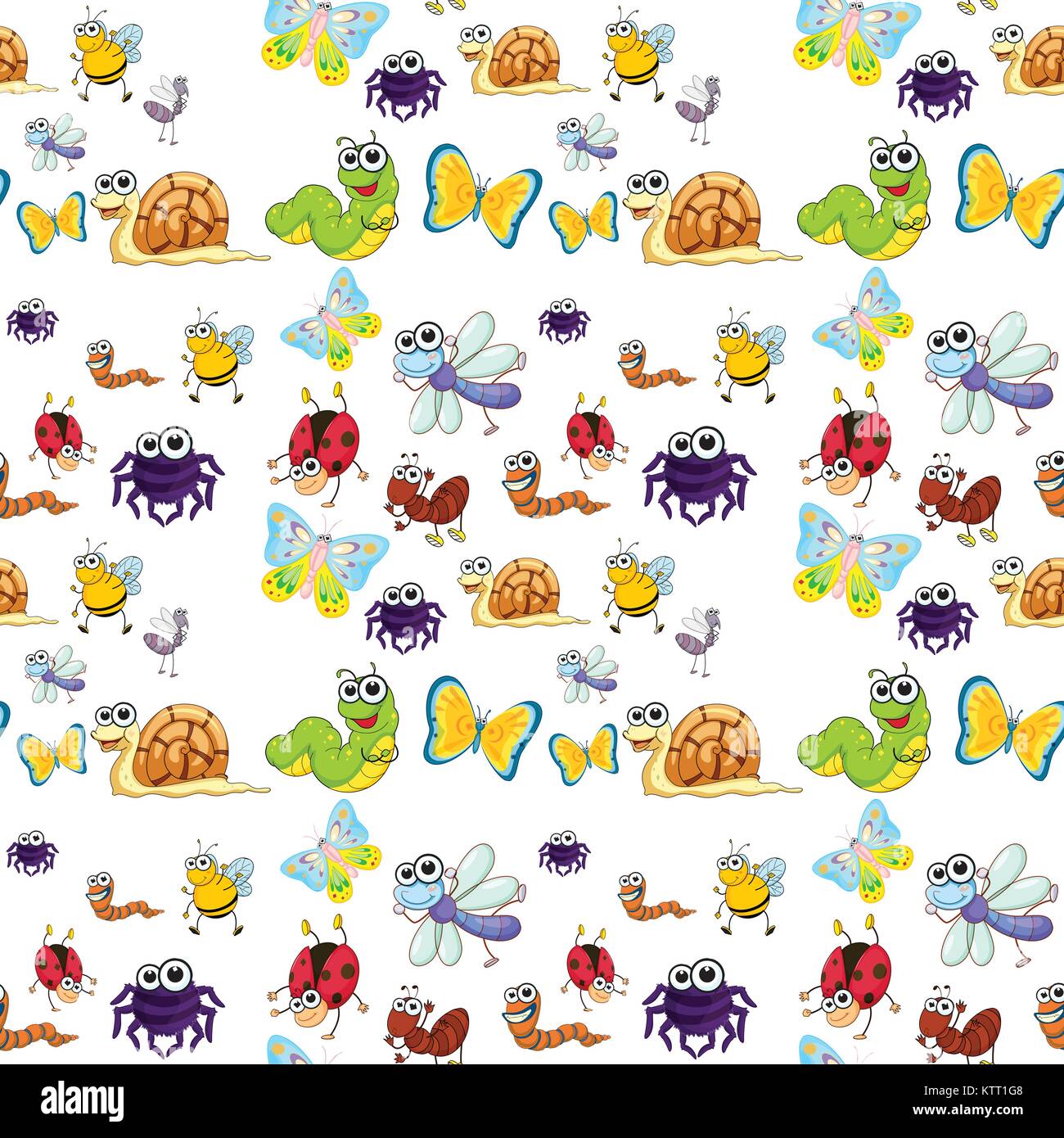 illustration of various insects on a white background Stock Vector ...