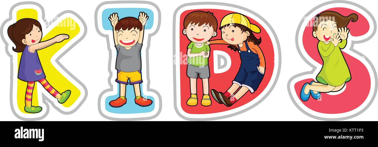 illustration of english word kids on a white background Stock Vector ...