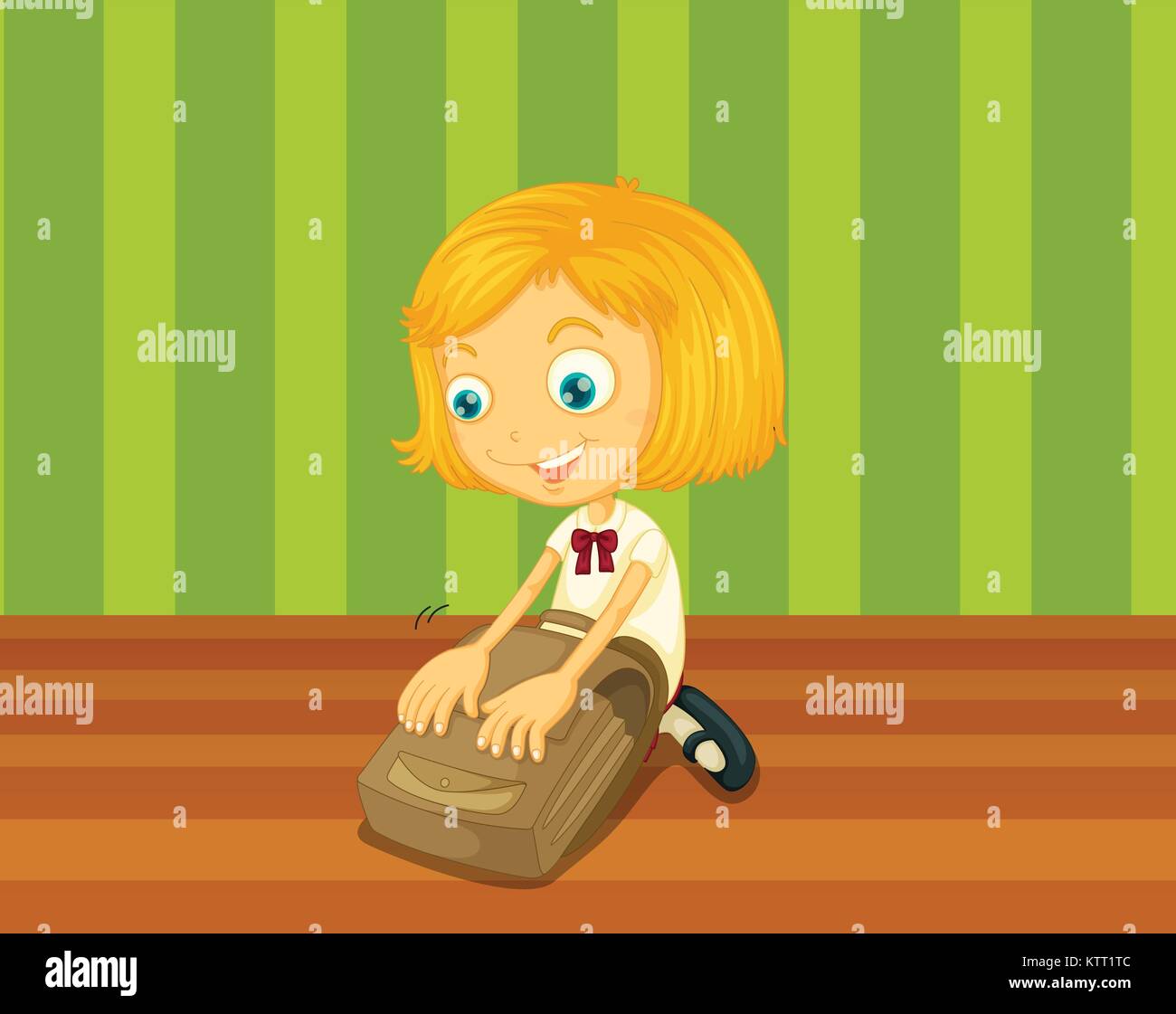 Girl packing bag for school Stock Vector Image & Art - Alamy