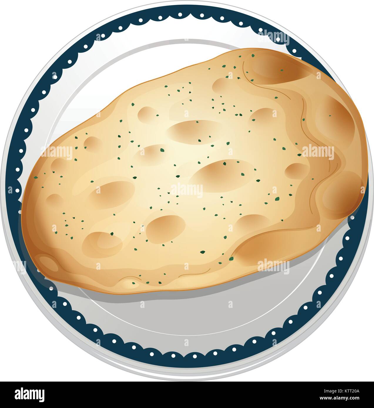 illustration of a naan bread on a white background Stock Vector Image ...