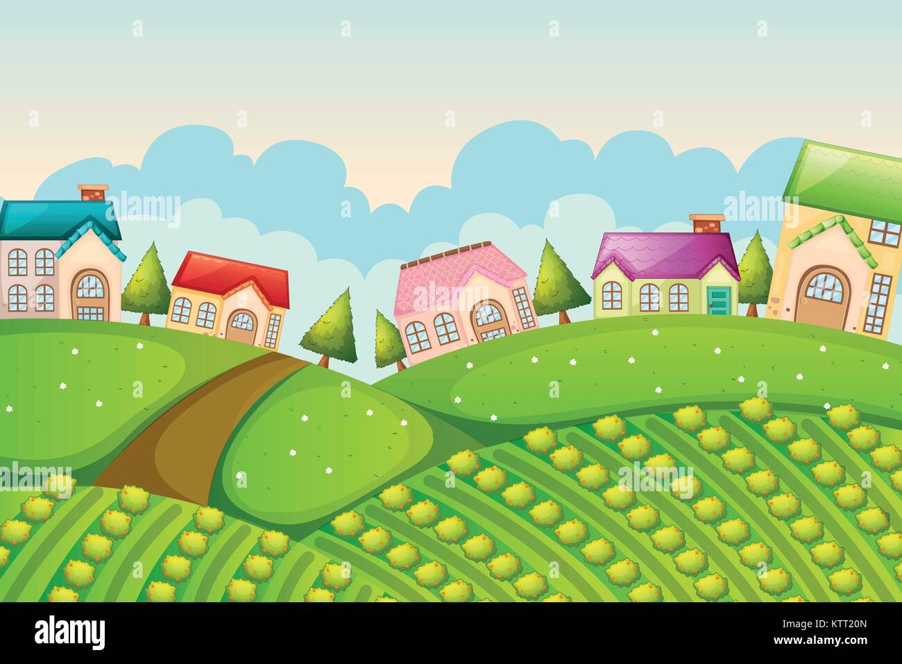 illustration of a colony of houses in nature Stock Vector Image & Art ...