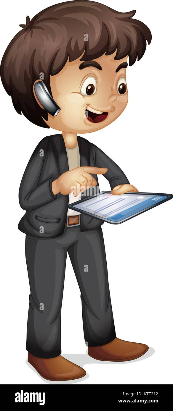 Illustration of a man using communication tools Stock Vector Image ...
