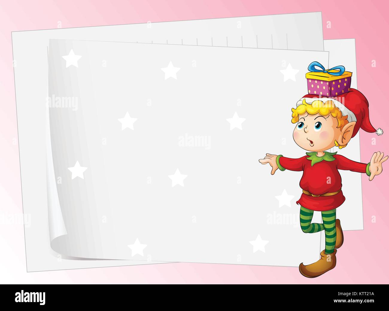illustration of paper sheets and boy on a pink background Stock Vector ...