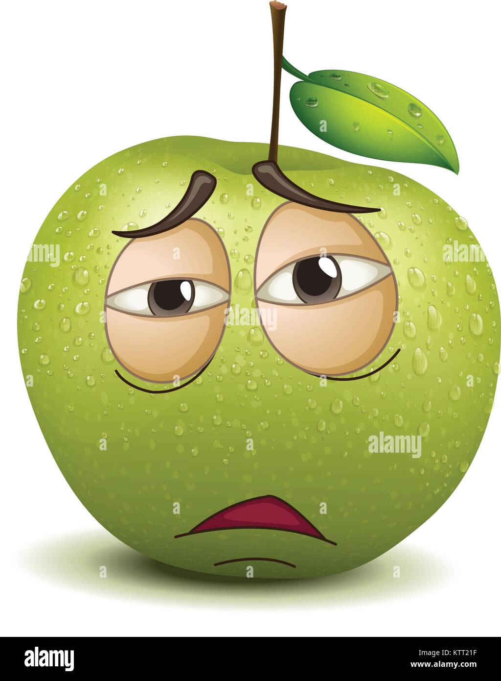 illustration of a sad apple smiley on a white background Stock Vector ...