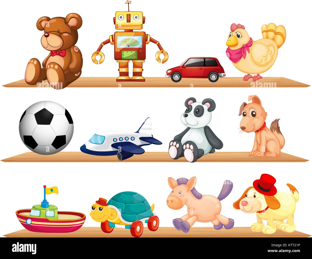 illustration of various toys on a white background Stock Vector Image ...