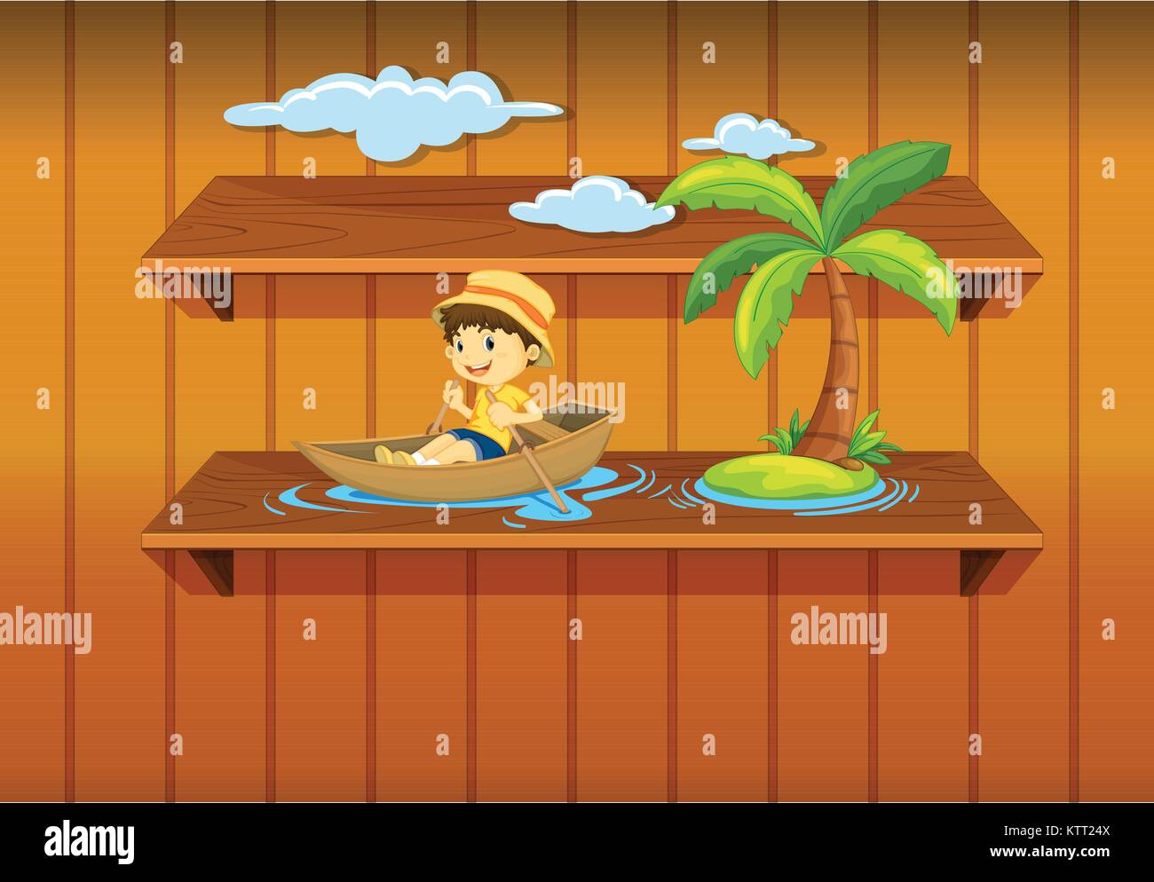 illustration of a boy boating on shelf Stock Vector Image & Art - Alamy