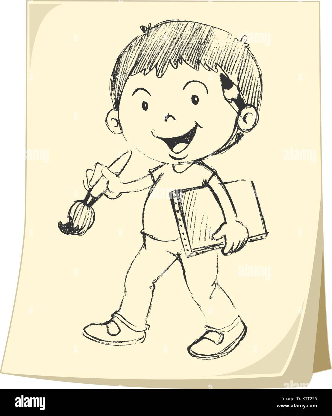 Illlustration of a boy on paper (sketch Stock Vector Image & Art - Alamy
