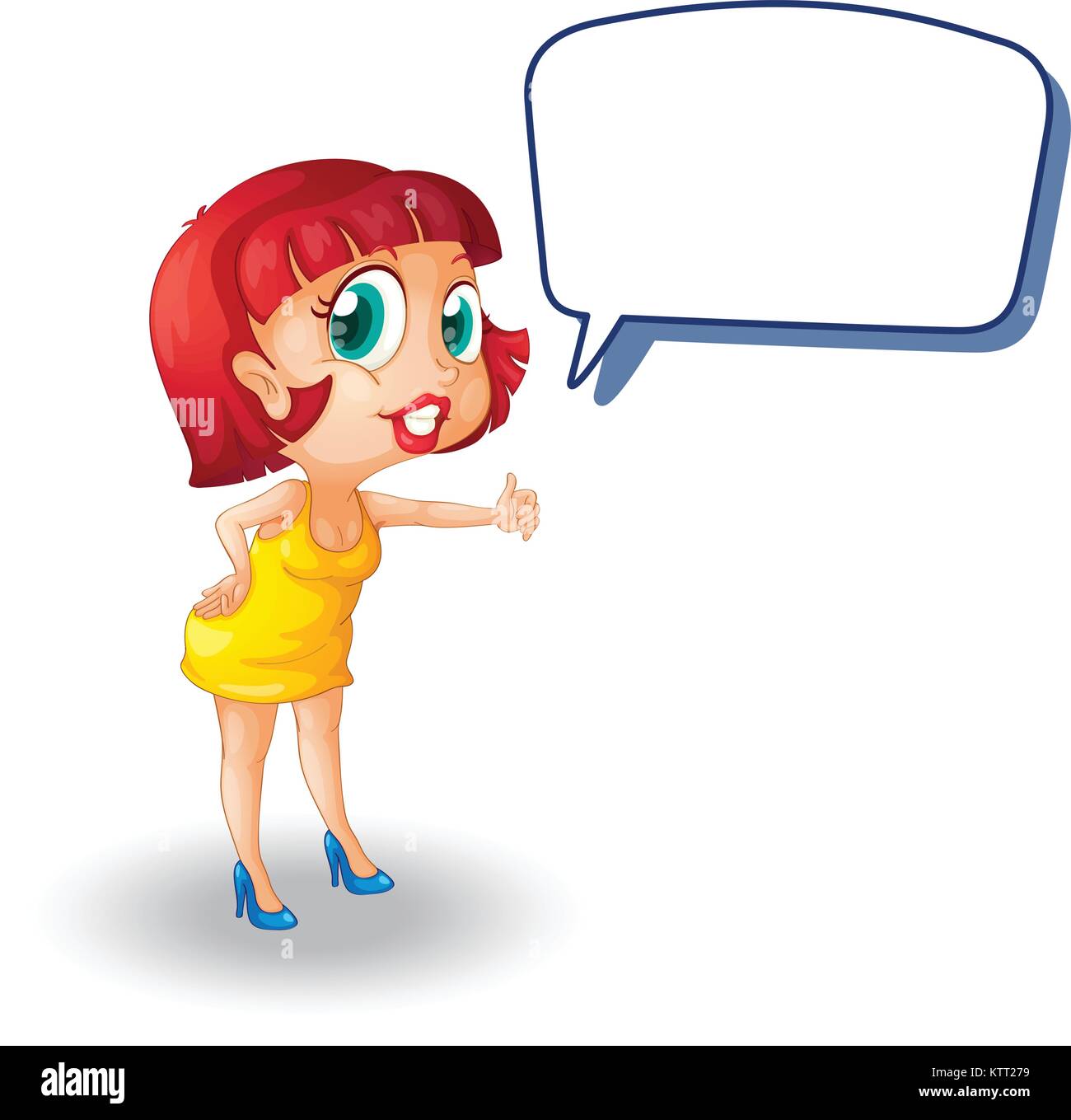 illustration of a girl and call out on a white background Stock Vector ...