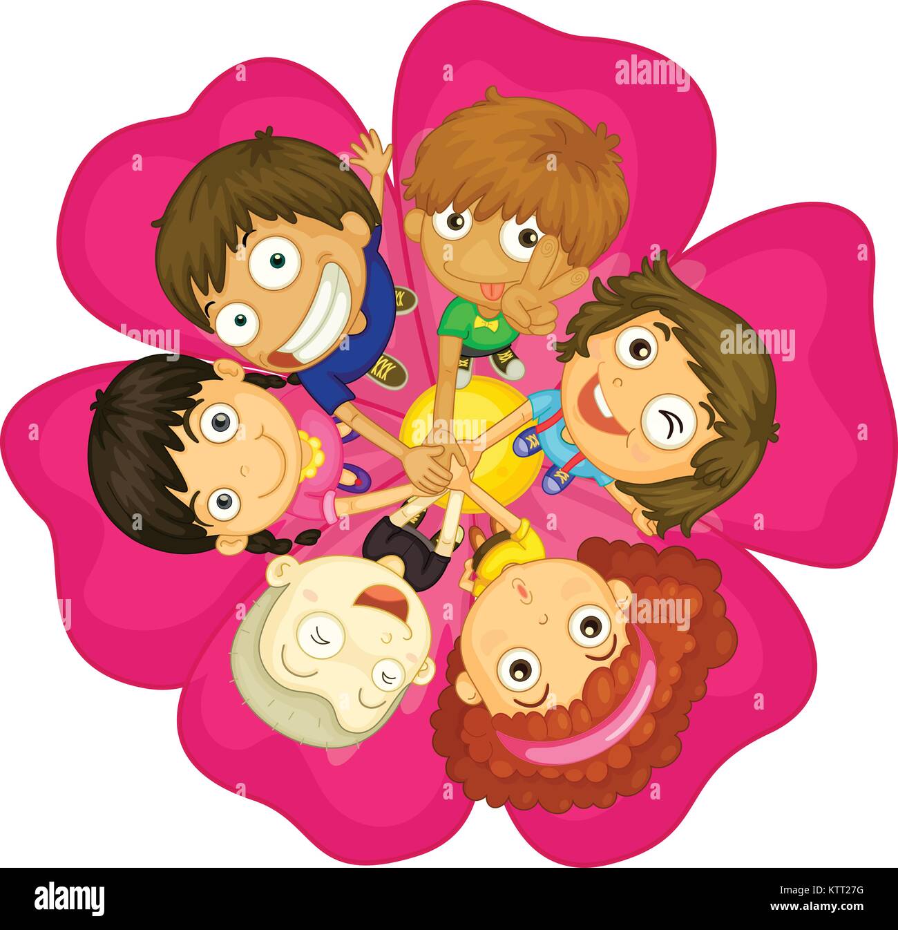 Illustration of kids on a flower Stock Vector Image & Art - Alamy