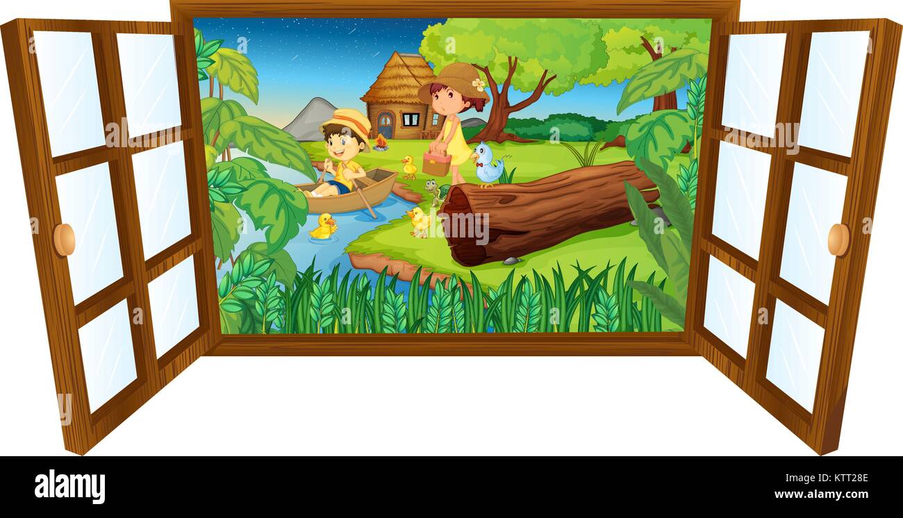 View through boat house window Stock Vector Images - Alamy