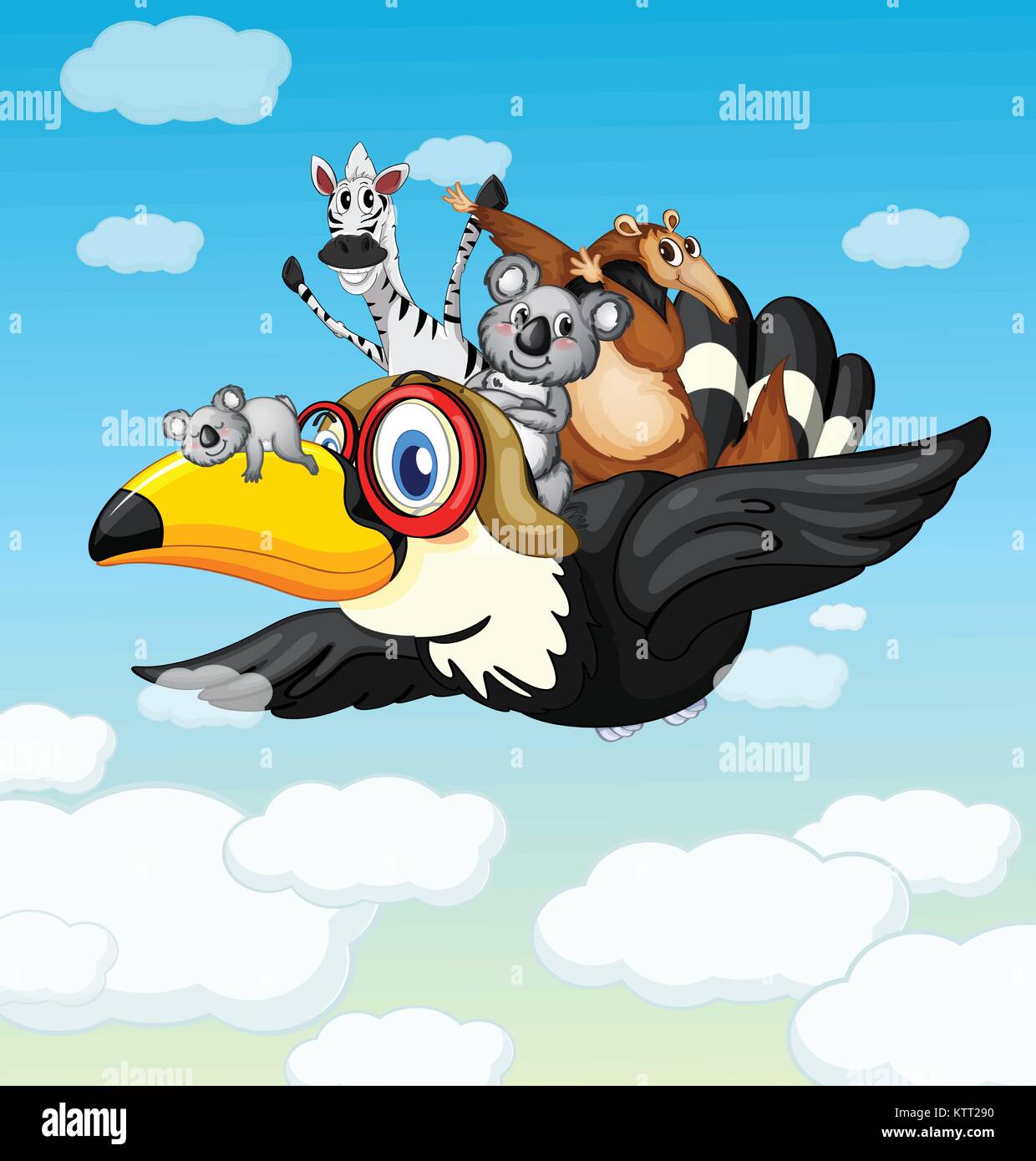 illustration of various animals in the blue sky Stock Vector Image ...