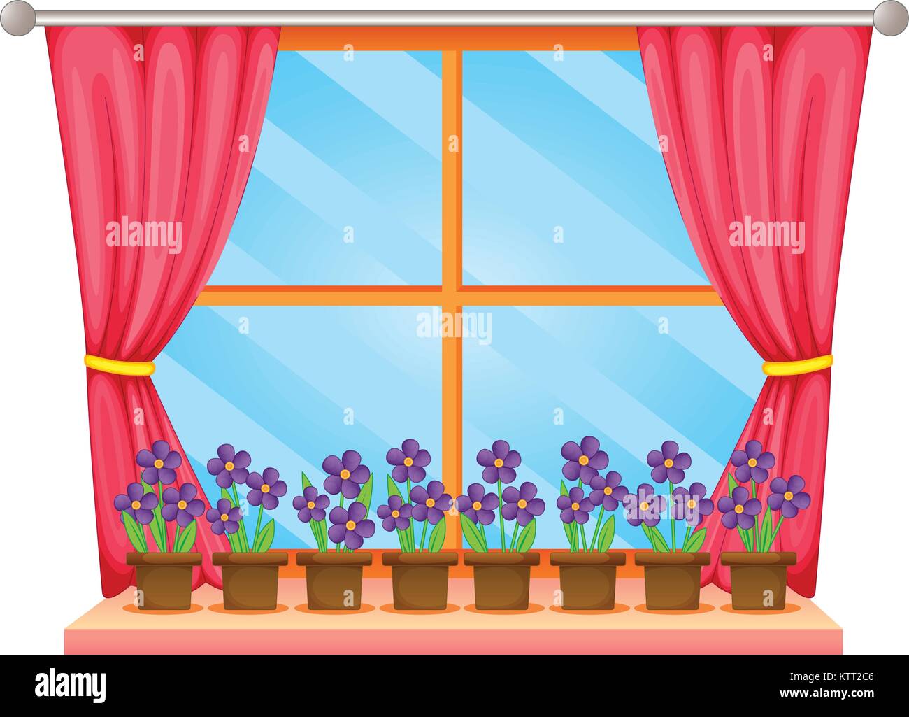 Illustration of a window sill with flowers Stock Vector Image & Art - Alamy