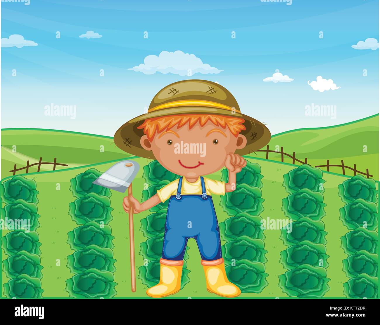 illustration of a boy working in farms Stock Vector Image & Art - Alamy