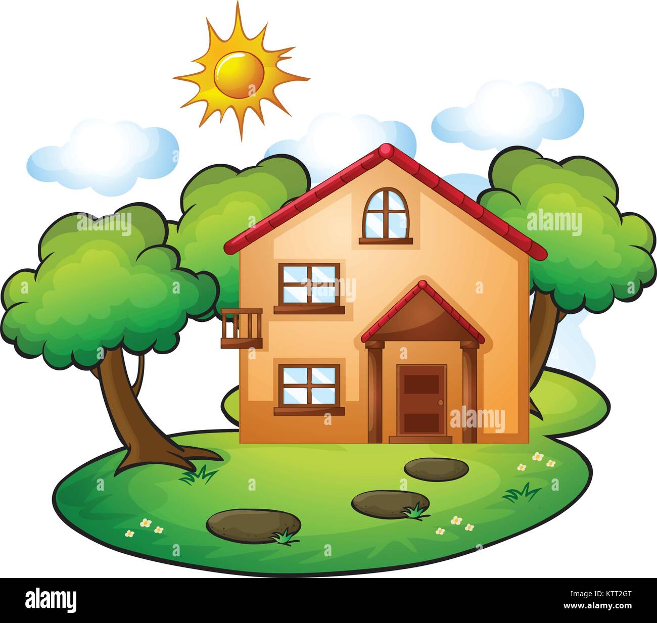 illustration of a house in a beautiful nature Stock Vector Image & Art ...