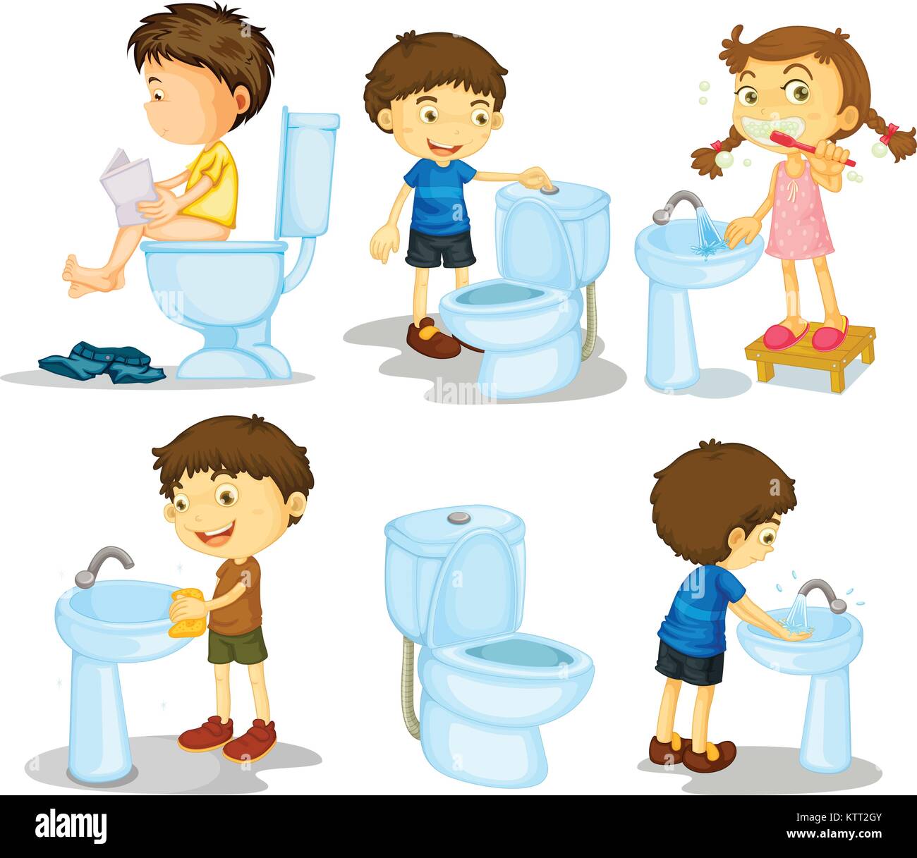 Girl chores bathroom Stock Vector Images - Alamy