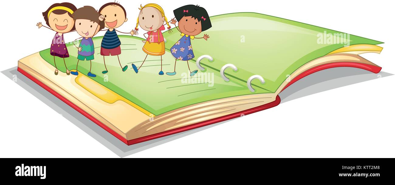 illustration of kids and book on a white background Stock Vector Image ...