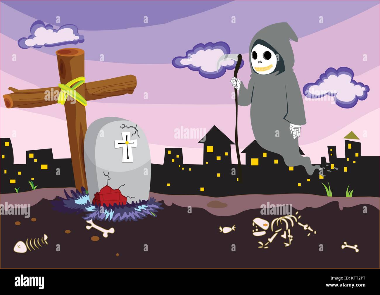 Illustration of scary night scene Stock Vector Image & Art - Alamy