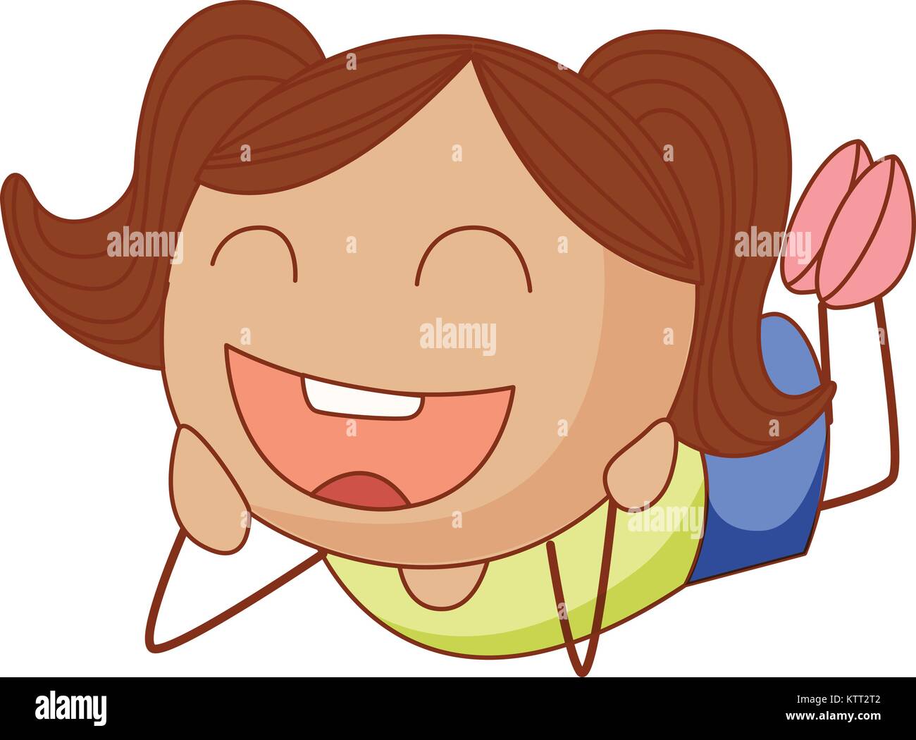 Simple cartoon illustration of a cute girl Stock Vector Image & Art - Alamy