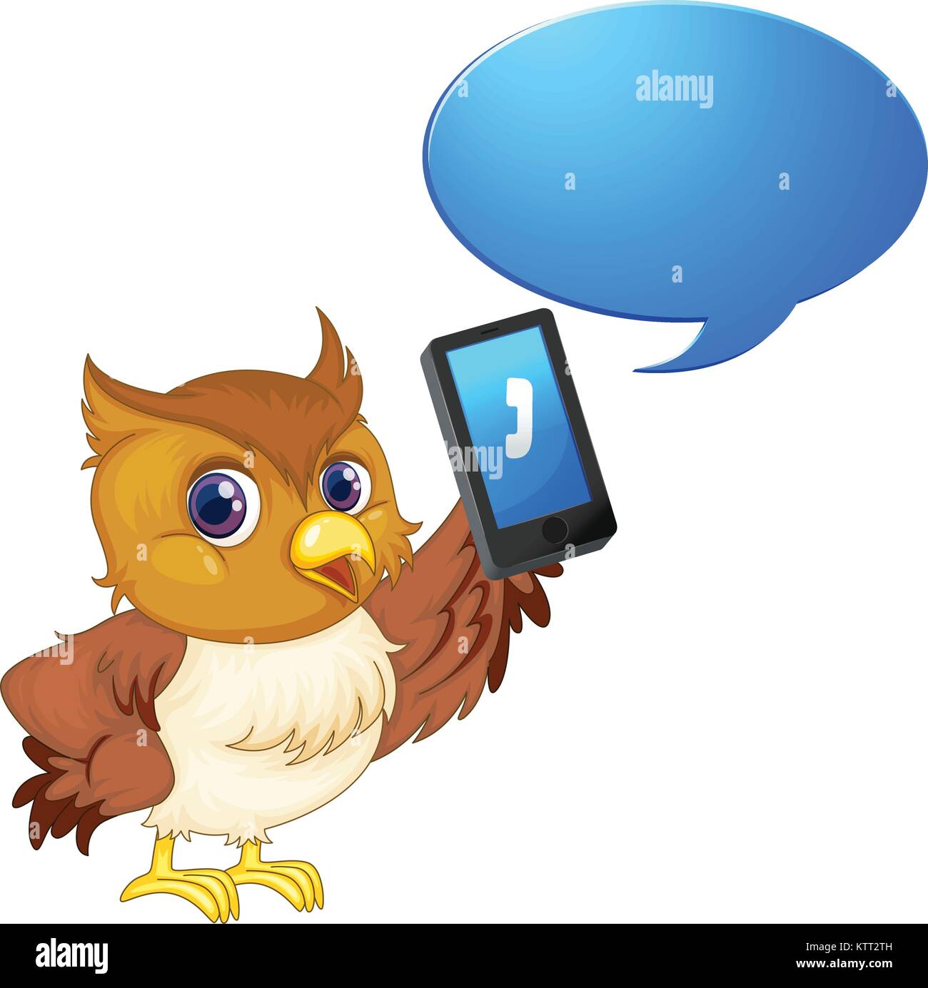 illustration of a bird with cell phone on a white Stock Vector Image ...
