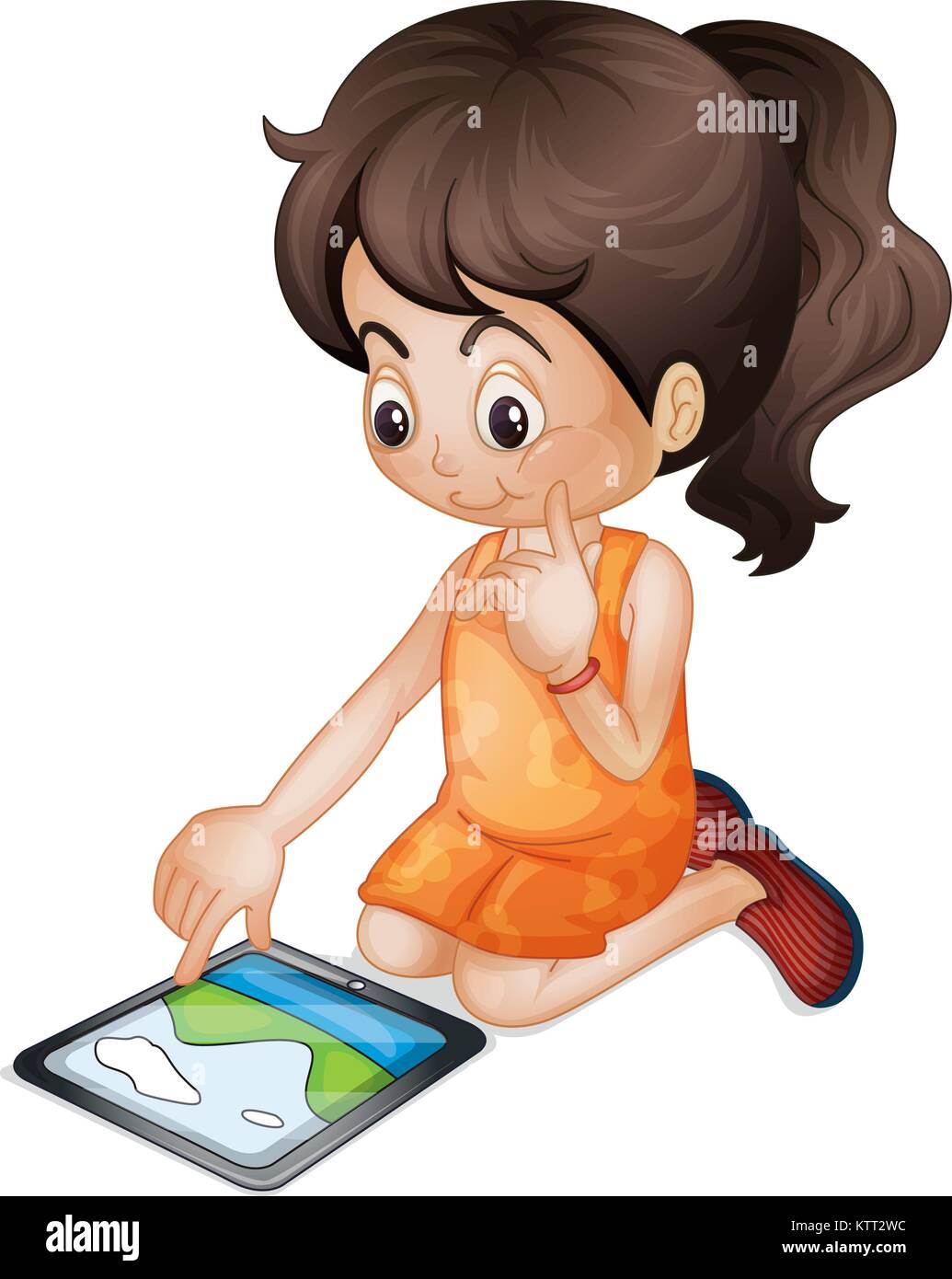 Illustration of a girl using a tablet Stock Vector Image & Art - Alamy