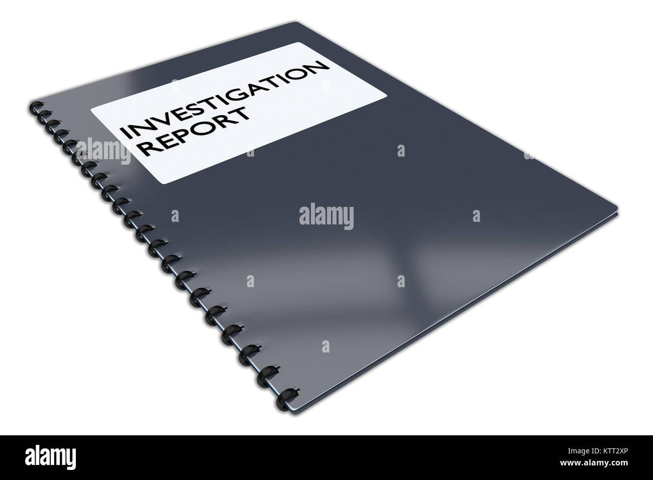 3D illustration of INVESTIGATION REPORT script on a booklet, isolated ...