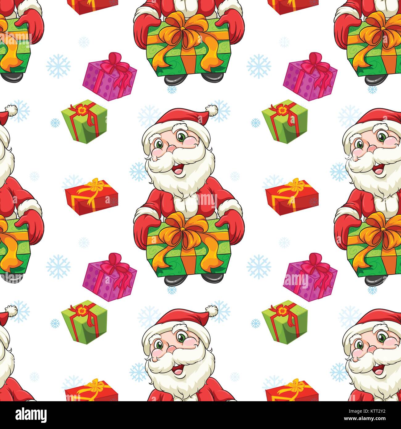 illustration of santa claus and gifts on a white background Stock ...