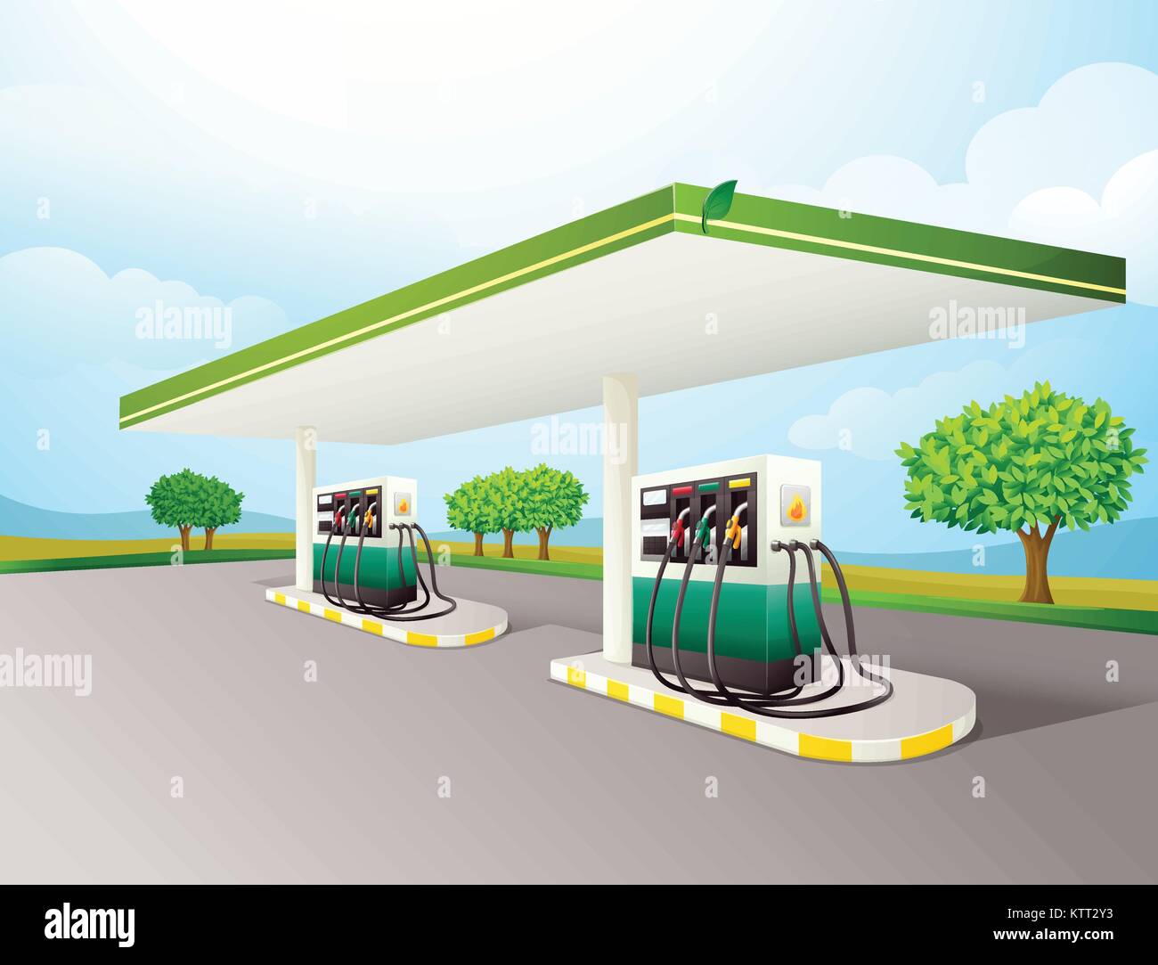 Illustration of a gas station scene Stock Vector Image & Art - Alamy