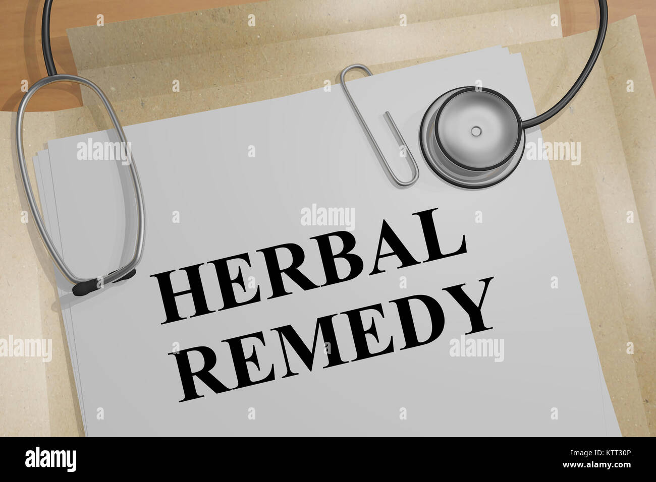 3D illustration of HERBAL REMEDY title on a medical document Stock ...