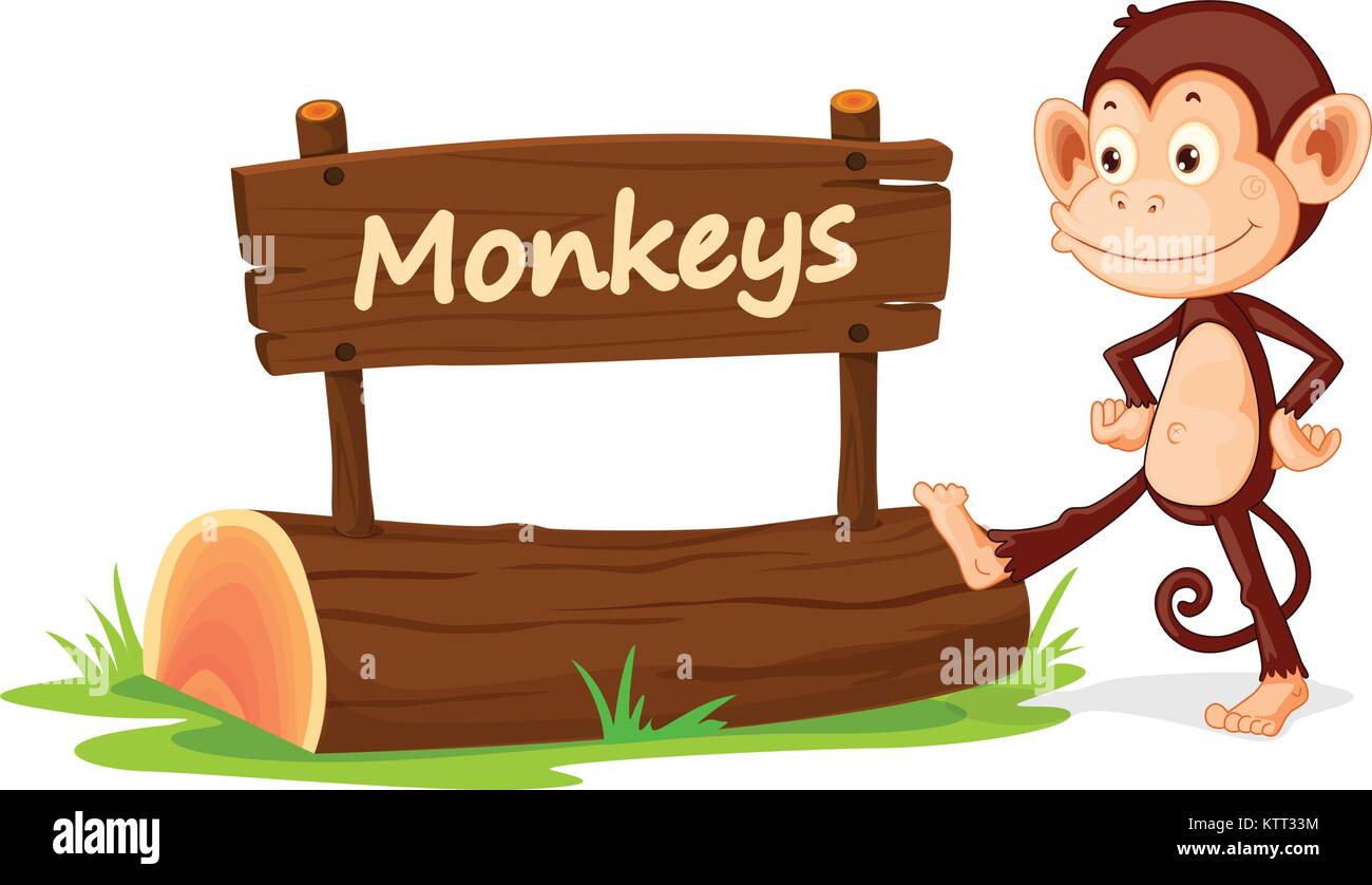illustration of monkey and name plate on a white Stock Vector Image ...