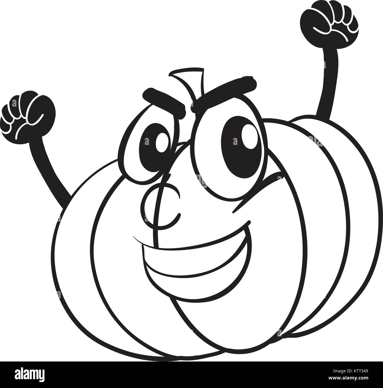 illustration of a smiling pumpkin face on white Stock Vector Image ...