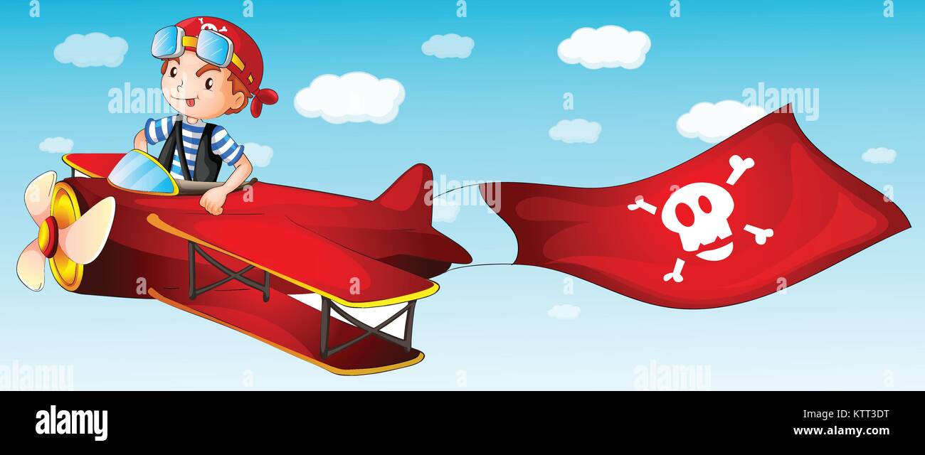 illustration of a boy flying air plane Stock Vector Image & Art - Alamy