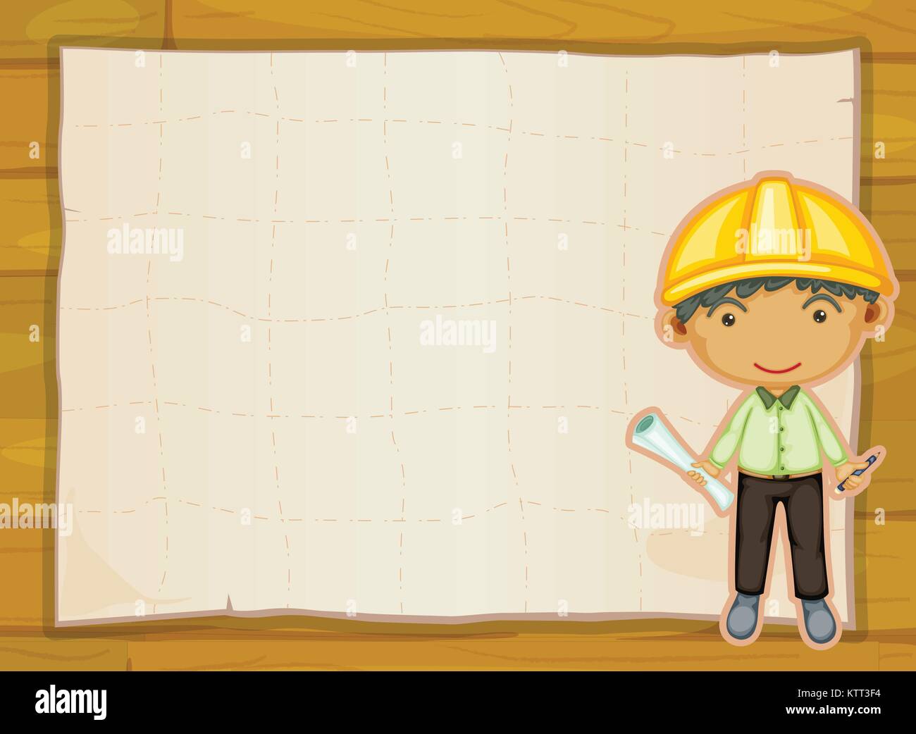illustration of an engineer boy on a yellow background Stock Vector ...