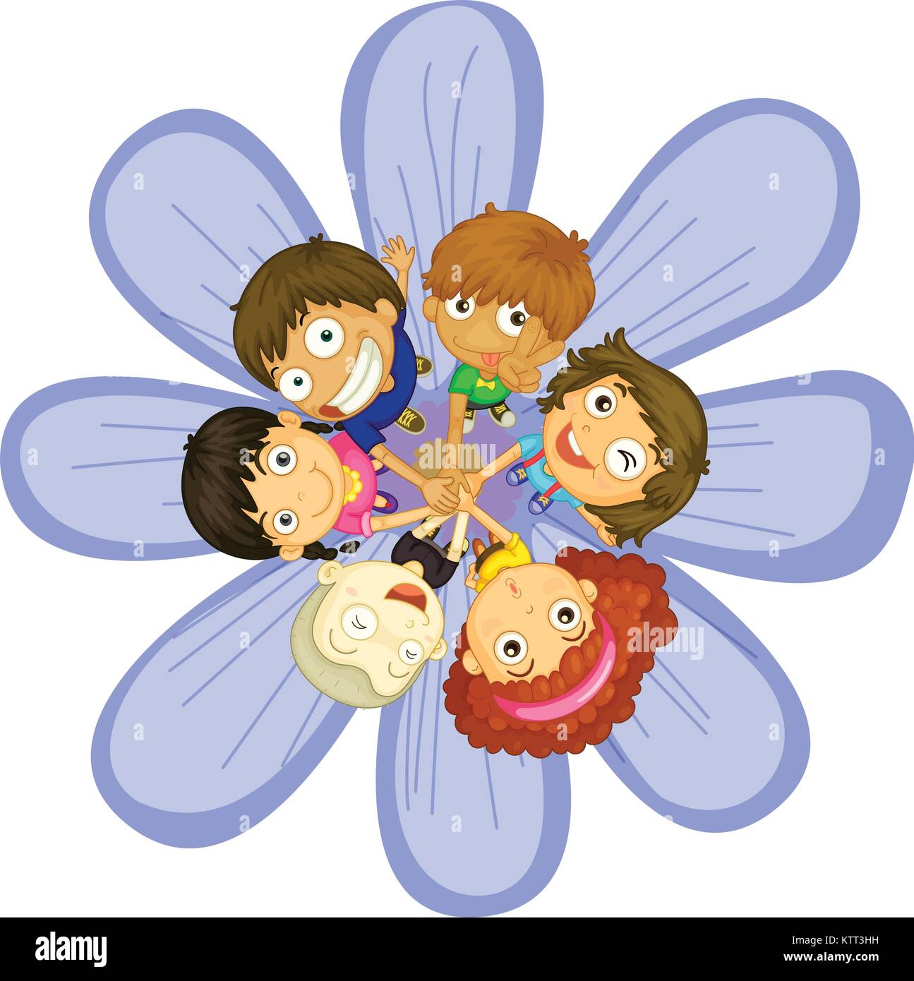 Illustration of kids on a flower Stock Vector Image & Art - Alamy