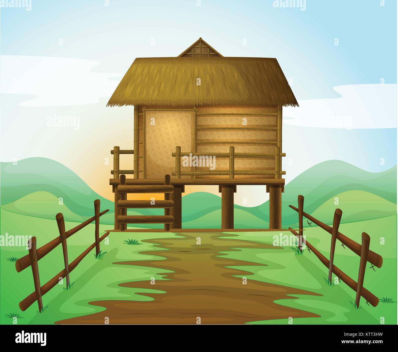 illustration of a hut in a beautiful nature Stock Vector Image & Art ...