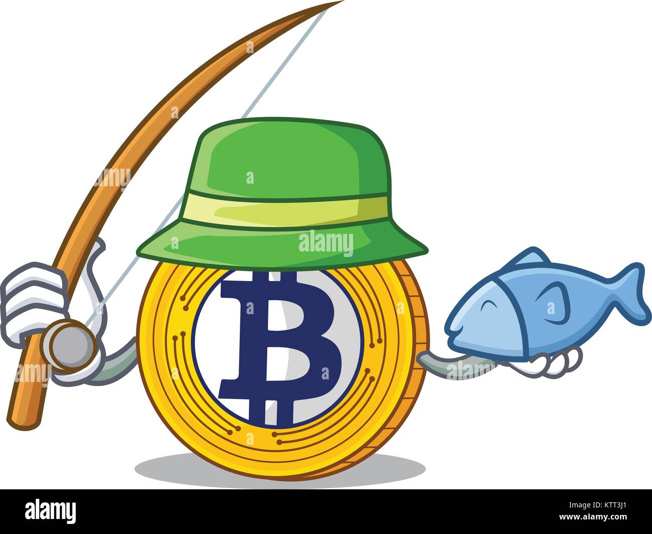 Fishing Bitcoin Gold character cartoon Stock Vector Image & Art - Alamy