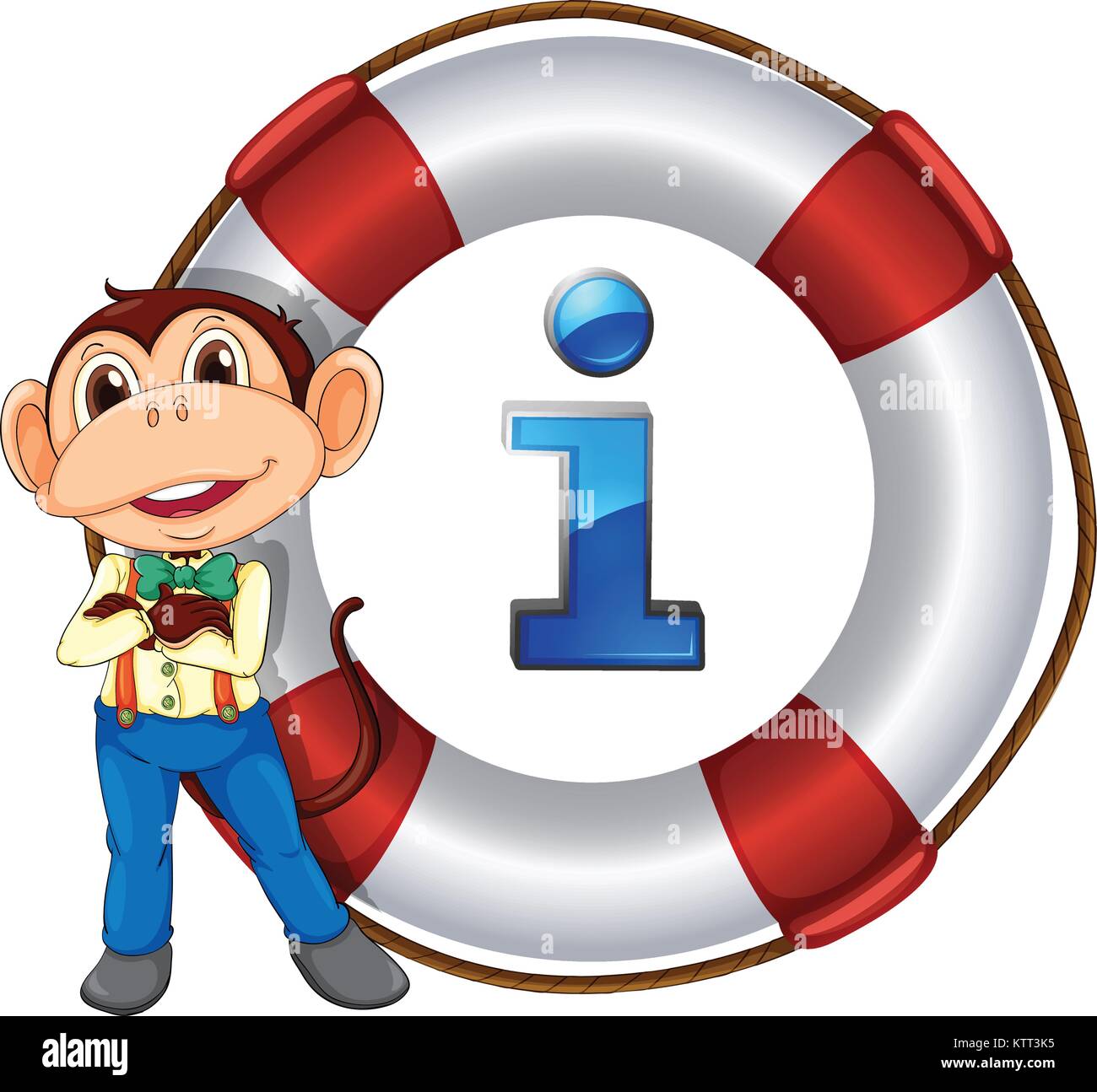 illustration of monkey showing a float a white background Stock Vector ...