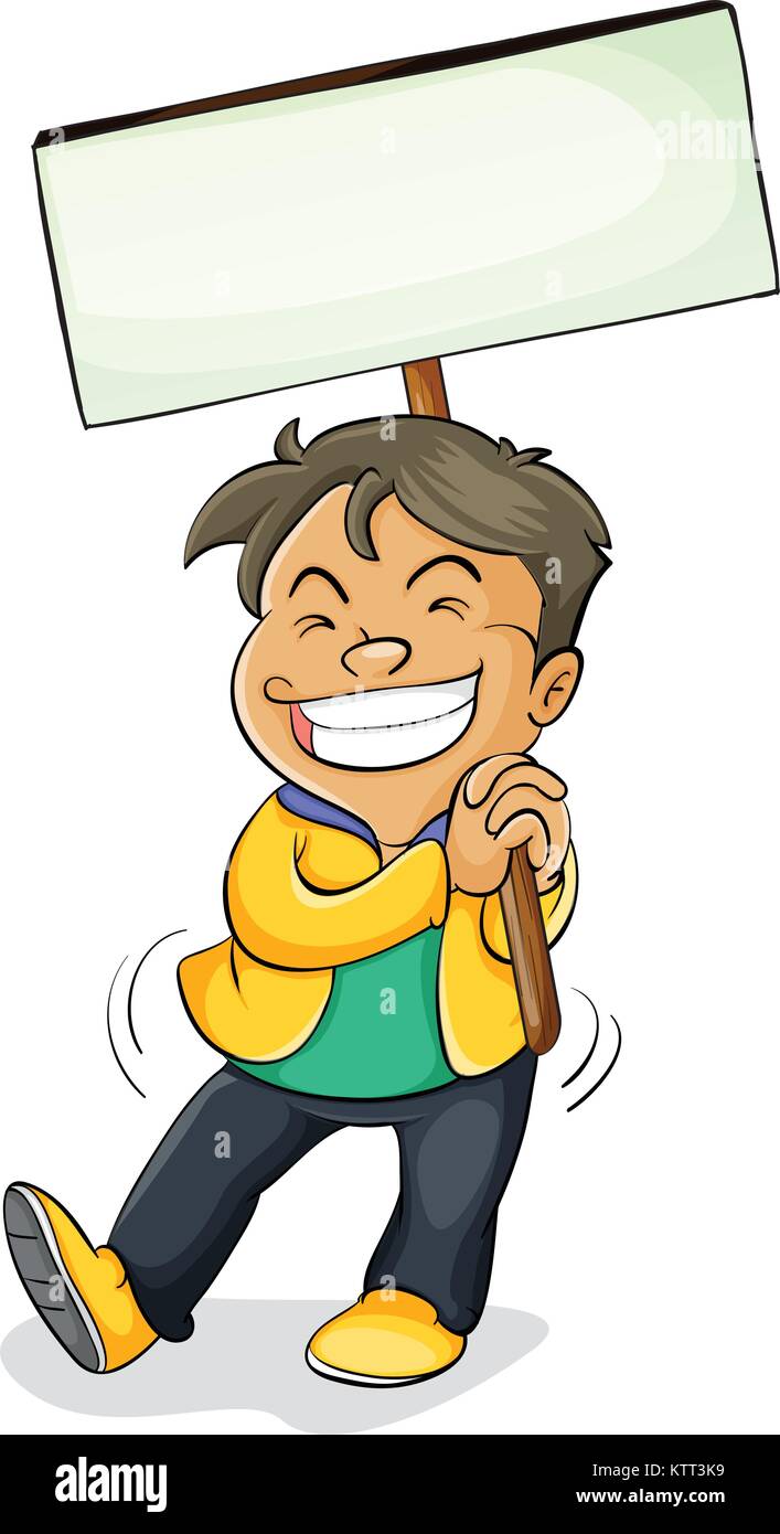 illustration of a boy holding a board on a white Stock Vector Image ...